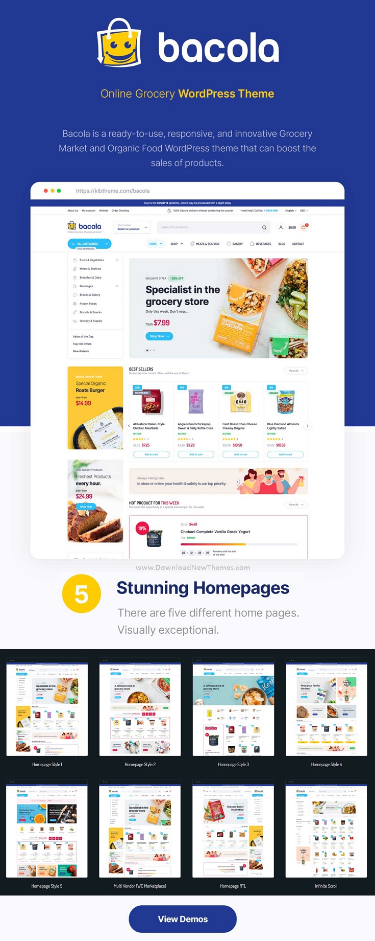 Bacola Grocery Store and Food eCommerce Theme Review - Download New Themes