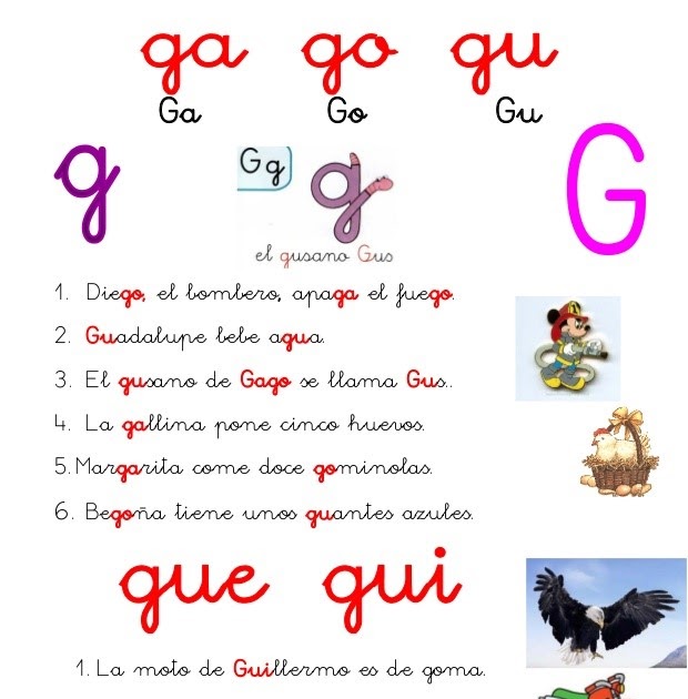 Aprendamos Juntos a Leer y a Escribir: g