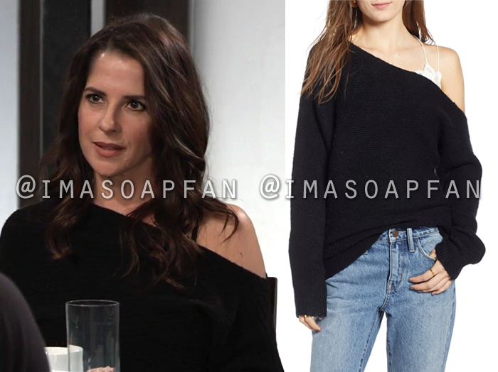 Sam McCall's Black Ribbed Off-the-shoulder Sweater - General Hospital ...