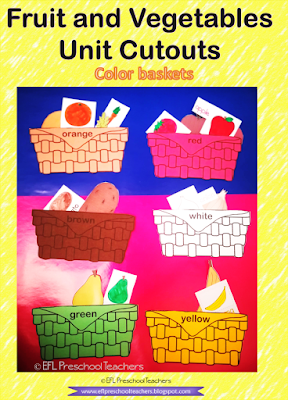 ESL/EFL Preschool Teachers: Fruit and Vegetables unit small cards and ...