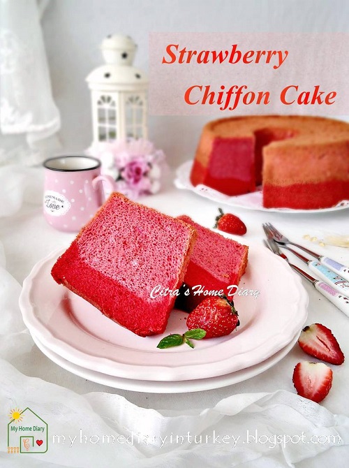 Citra's Home Diary: STRAWBERRY CHIFFON CAKE, best recipe from fresh ...