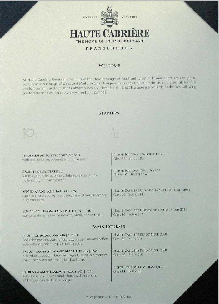 .: Lunch on the terrace at Haute Cabrière