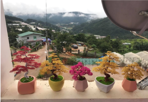 Created Bonsai Handmade By Wrapping, Cutting and Joining Colorful ...