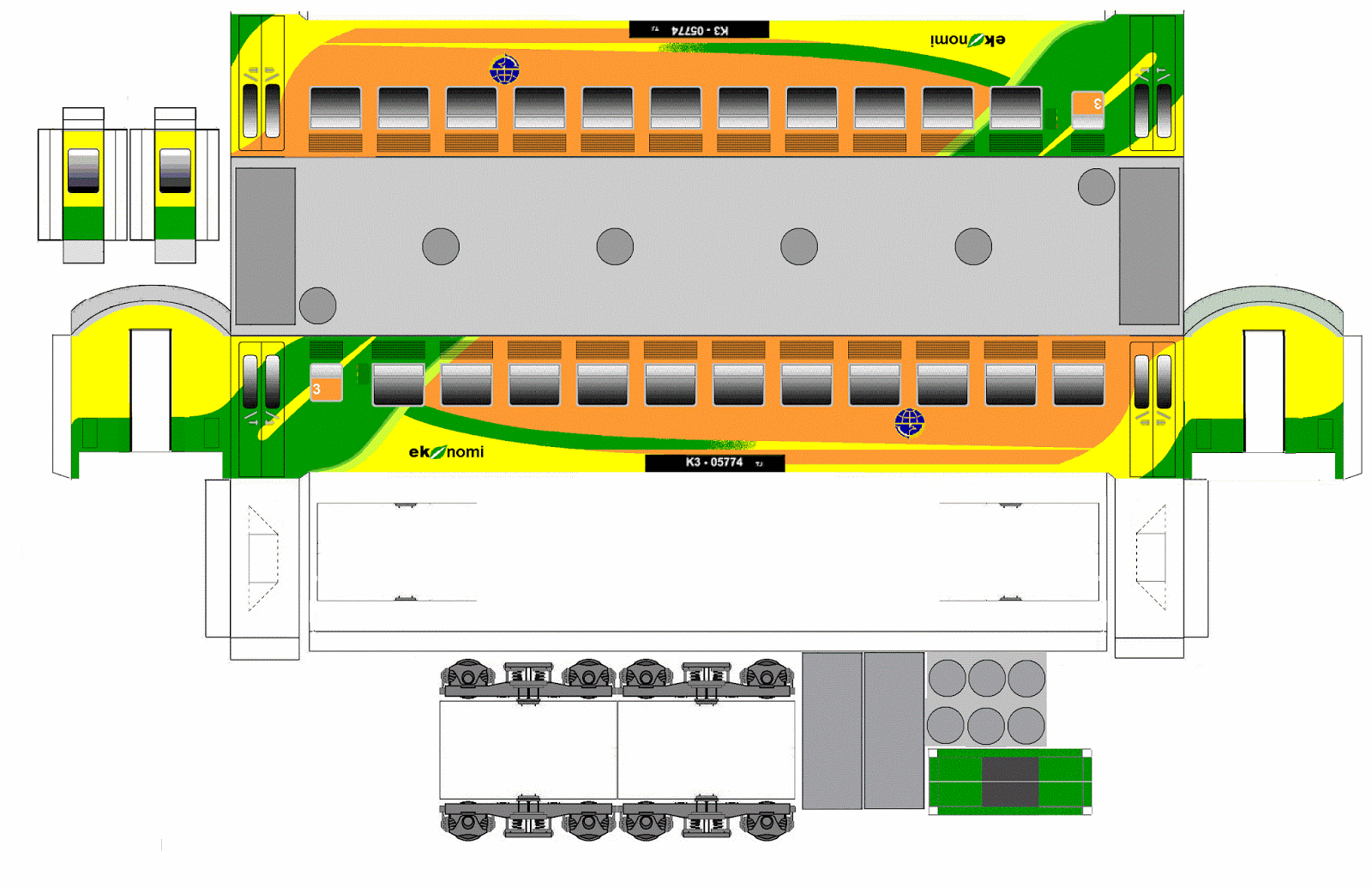 wafykeren's12: pola papercraft kereta api