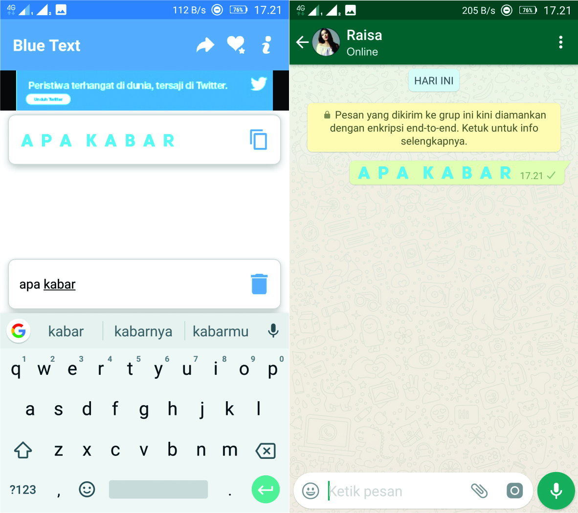 Cara Membuat Tulisan Warna Biru Di Whatsapp | Ide Perpaduan Warna