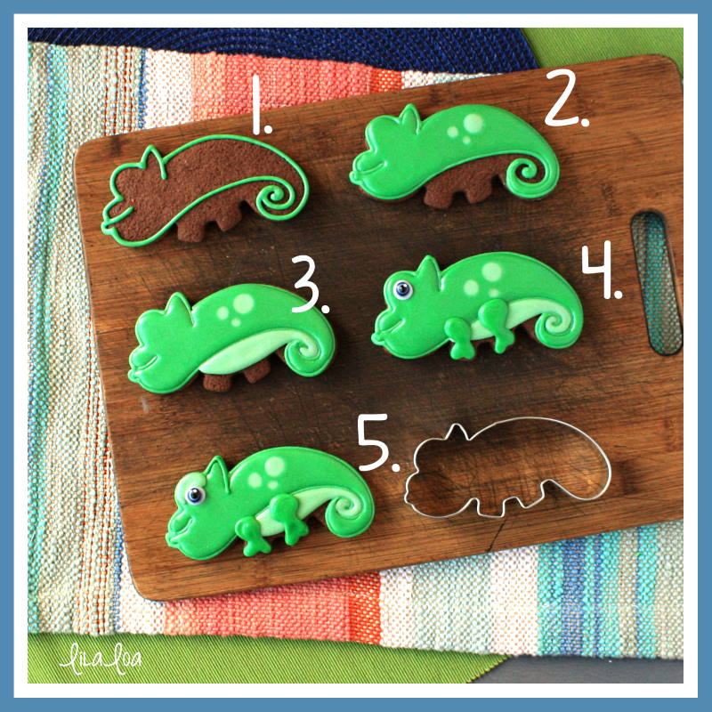 How To Make Decorated Chameleon Lizard Sugar Cookies