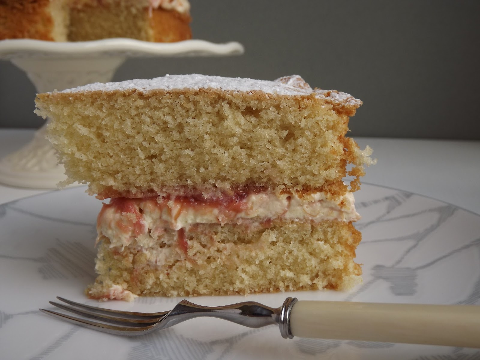 Classic Victoria Sponge with Rhubarb and Custard