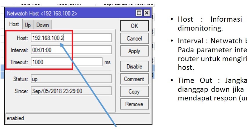 Cara Monitoring jaringan Mikrotik dengan Netwatch - ALHAD ENTERPRISES