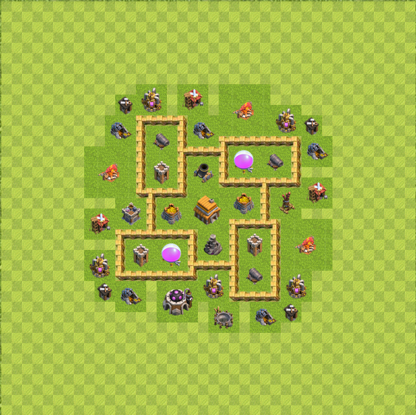 Base Layout Town Hall Level 5 Tipe Defense | COC Indonesia