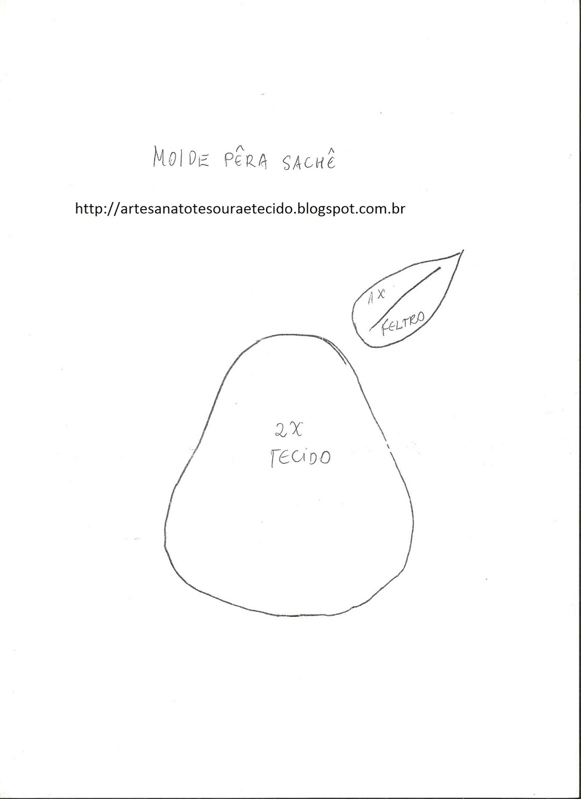 Artesanato Dona H: Sachê Pêra em Tecido Com Molde Passo a Passo.