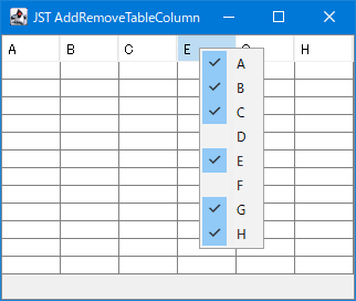 Java Swing Tips: Show or hide each TableColumn added to the JTableHeader