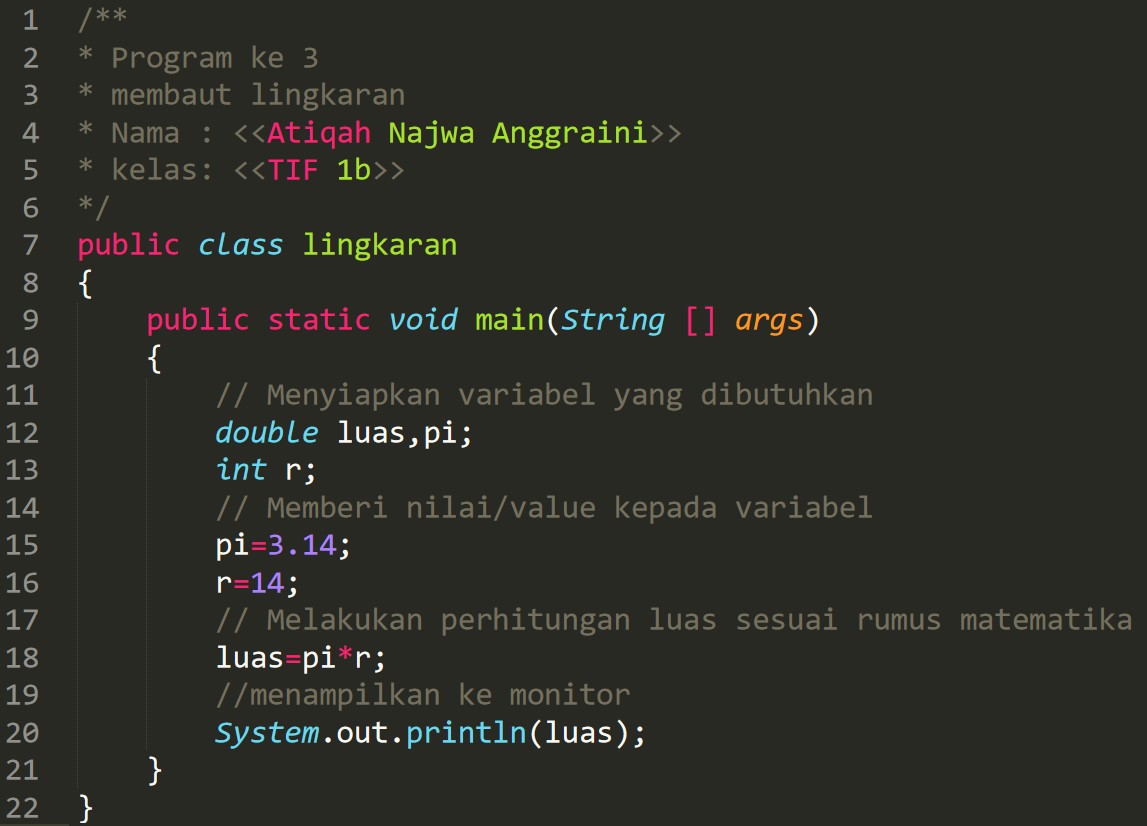 Program Operasi/Operator Menggunakan Java