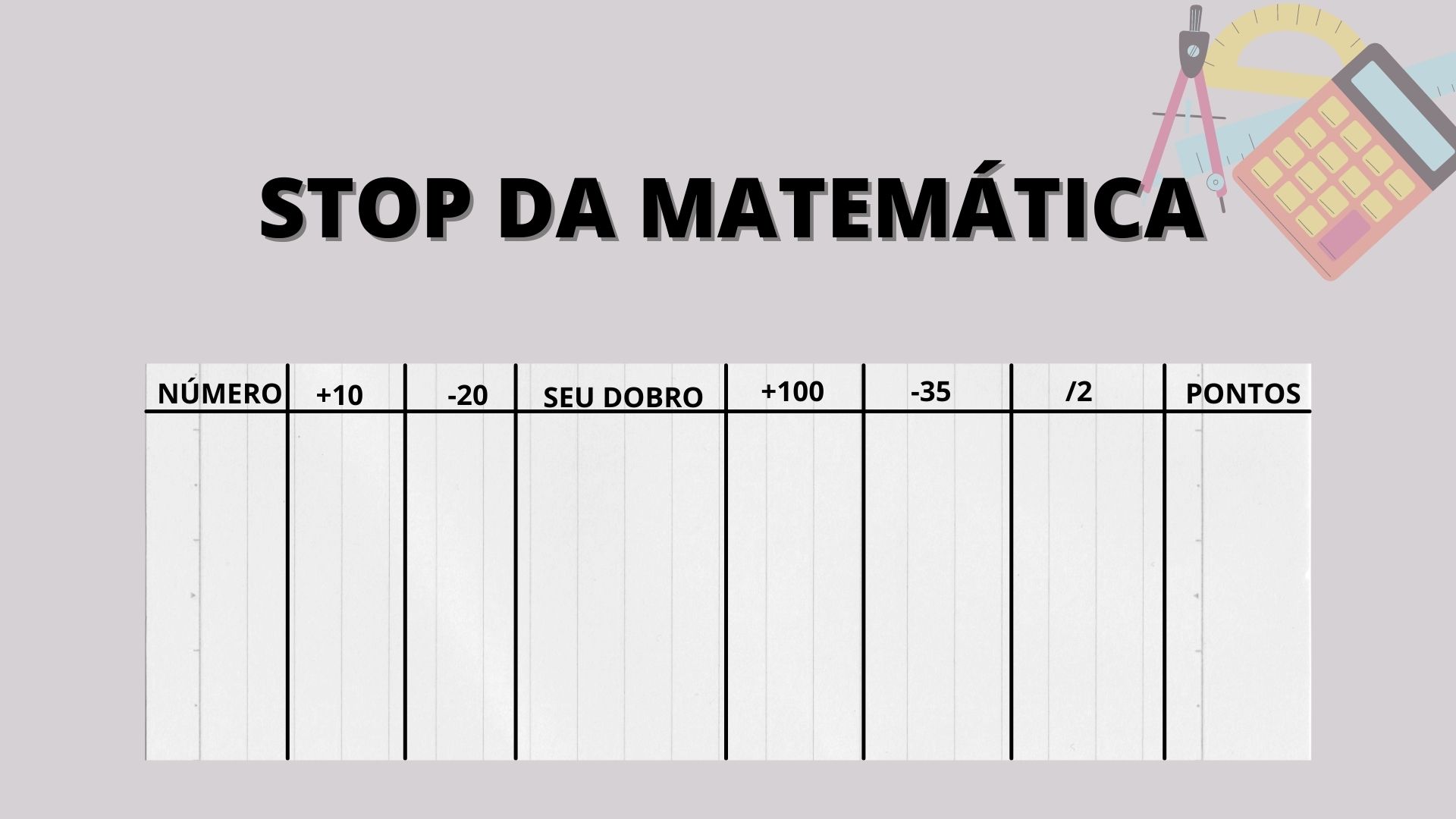 Stop De Matemática Para Imprimir - RETOEDU