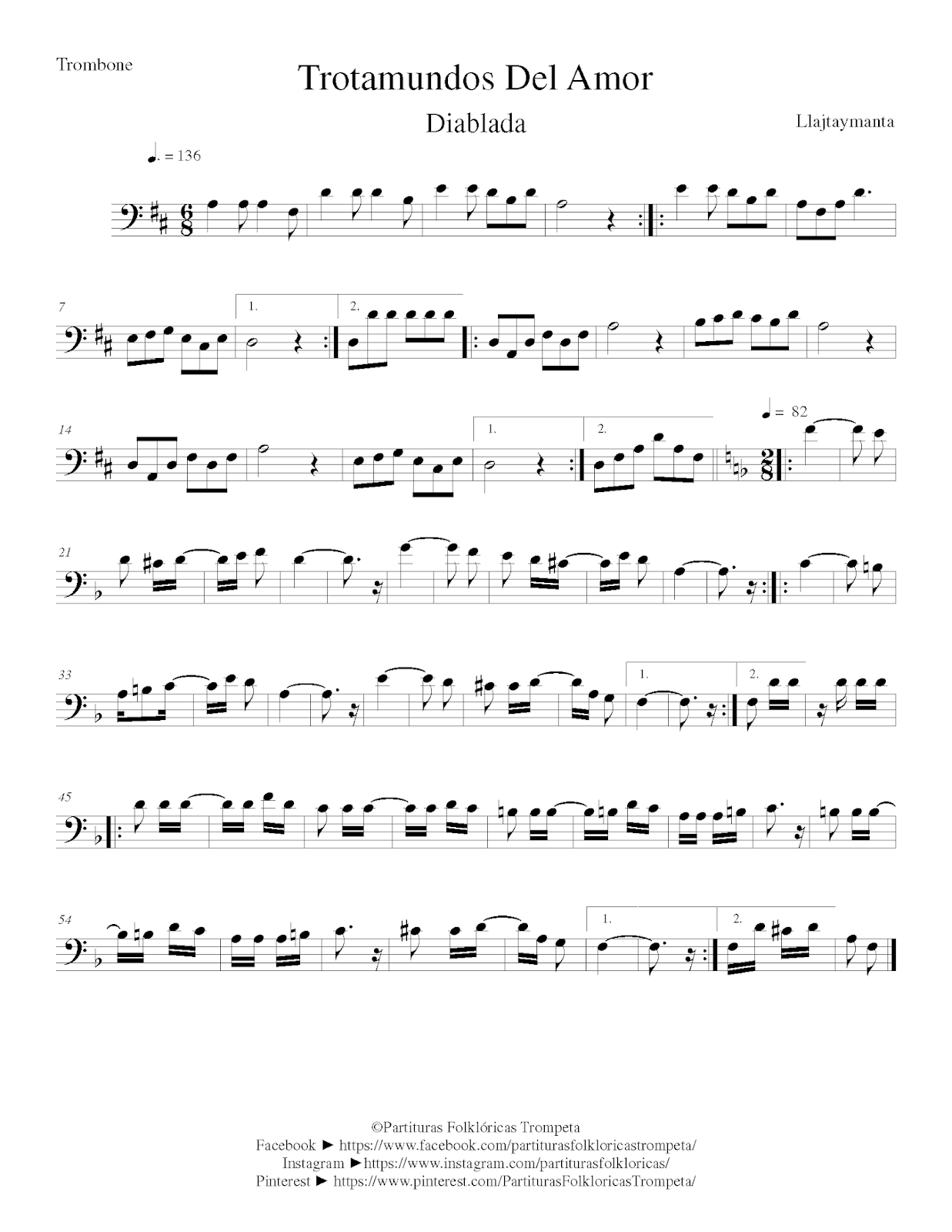 Partitura Diablada Trotamundos del amor - Llajtaymanta Partitura Diablada Trotamundos del amor - Llajtaymanta