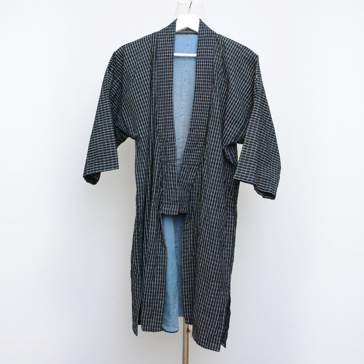 野良着 古着 木綿 着物 格子 ジャパンヴィンテージ 昭和初期 | Noragi Jacket Men