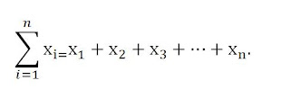 Esto se lee: "Sumatorio sobre i , desde 1 hasta n , de x sub-i.