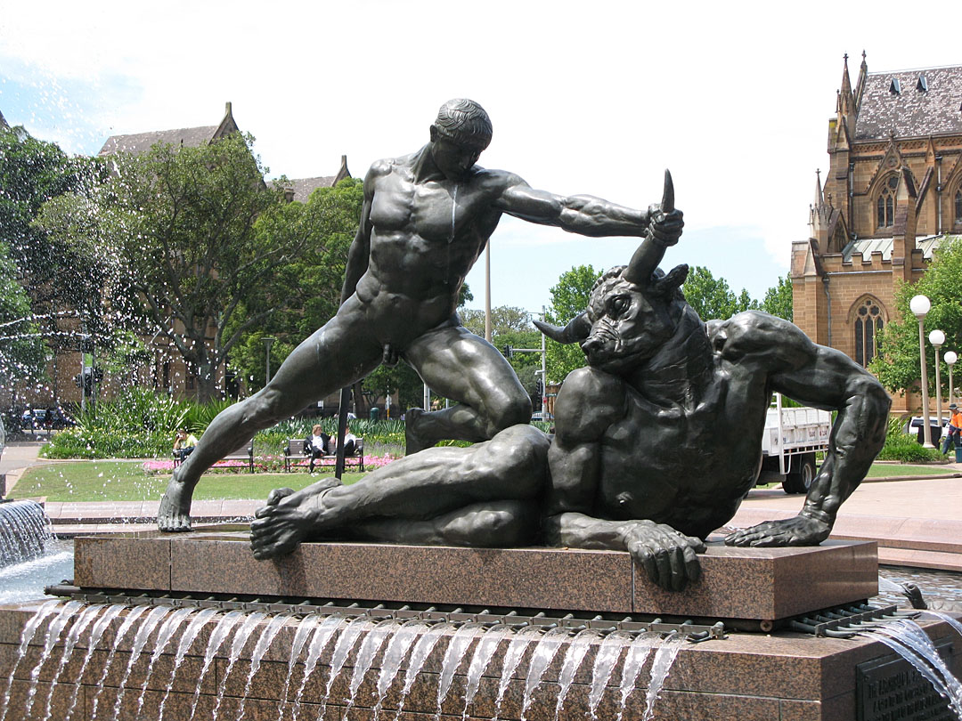 Theseus Fountain Statue