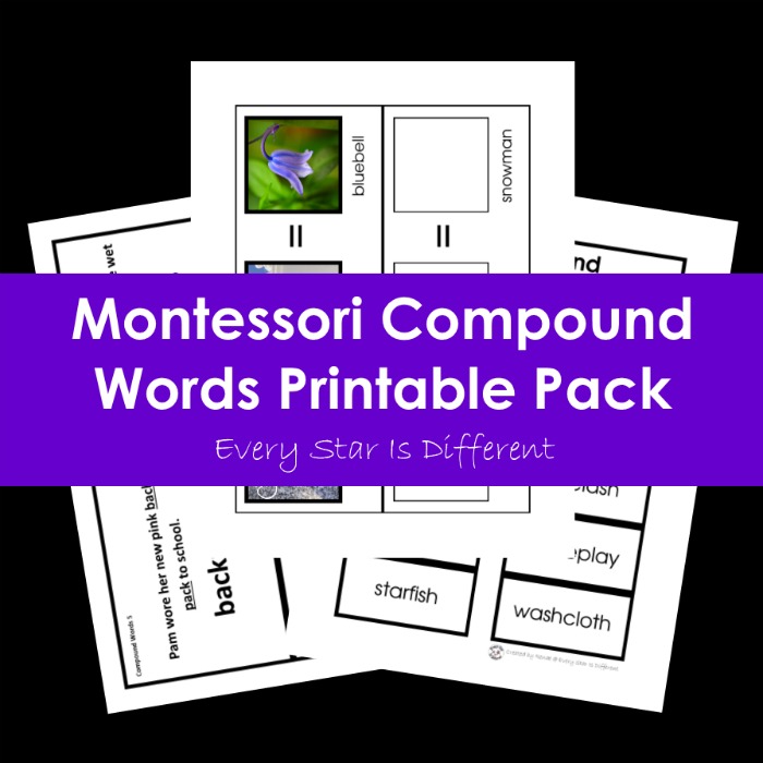 Every Star Is Different: Montessori Compound Words Printable Pack