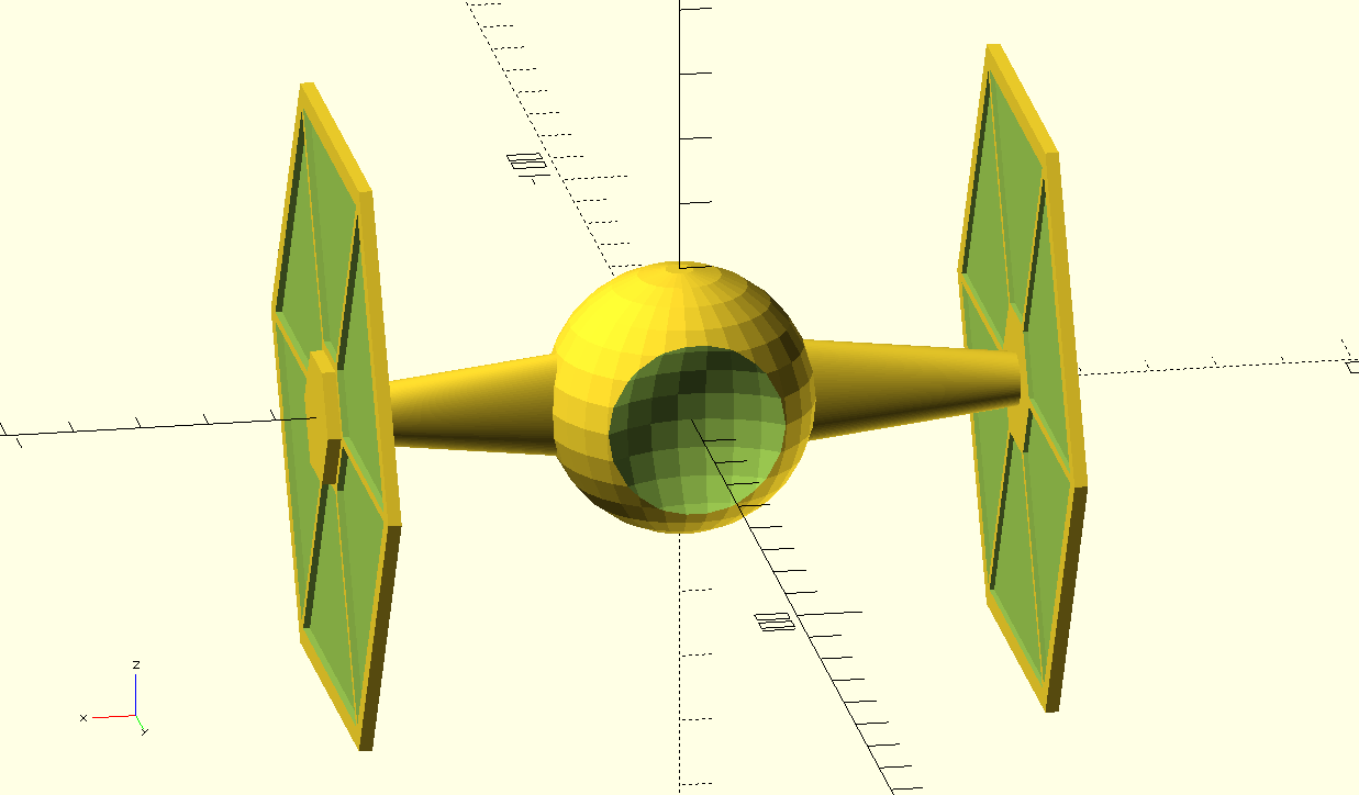 TIE fighter in OpenSCAD