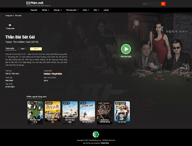 Giao diện web phim cao cấp 2021