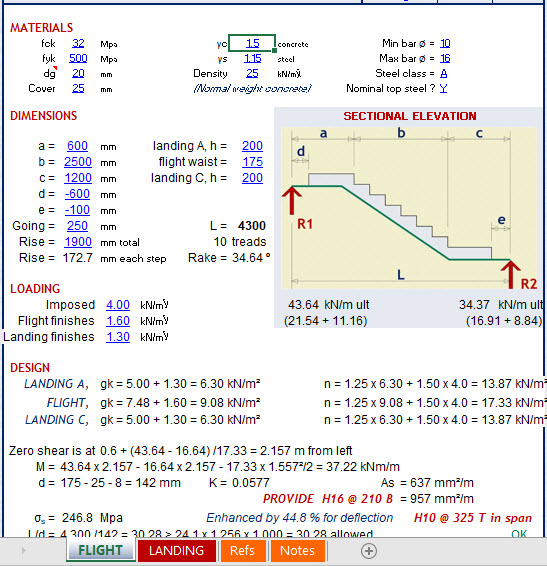 Stair Flight and Landing Design Spreadsheet | Civil4M