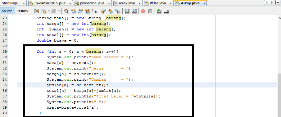 Cara menghitung harga belanjaan dengan Array di NETBEANS