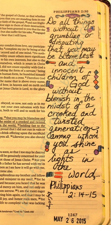 Easy Bible Art Journaling Journey: Philippians 2:14-15 (May 26th)