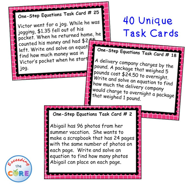 Exceeding the CORE: Write and Solve One-Step Equations