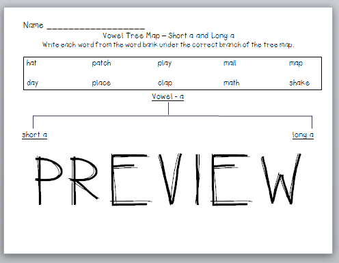 Short and Long Vowel Tree Maps - Team J's Classroom Fun