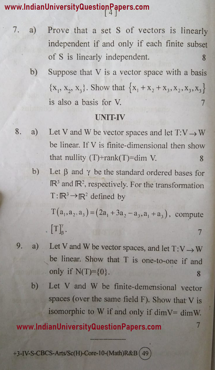 Utkal University B.Sc Mathematics 4th Sem Core-10 2019 Question Paper ...