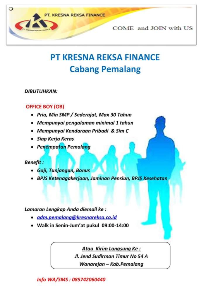 Lowongan Kerja OB (Office Boy) PT. Kresna Reksa Finance Pemalang ...