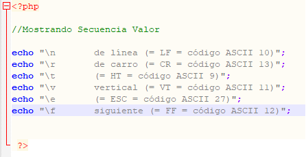 Ejemplo de secuencia php