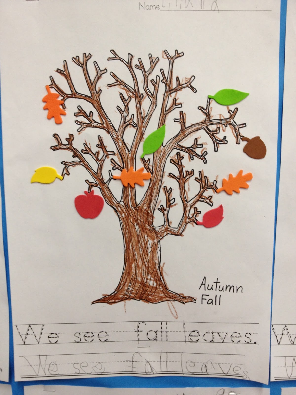 Fall Leaf Craft and Writing - Apples & ABC's
