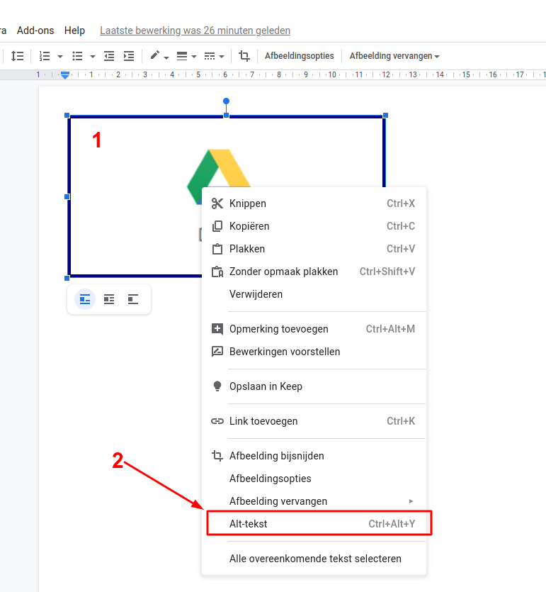 Een ALT-tekst toevoegen aan een afbeelding in een Google Document ...