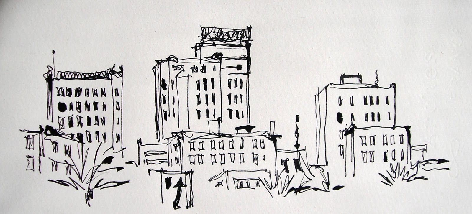 Sketchbook Wandering : The City, Two Views: Ink on Paper