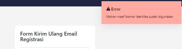 Jasa OSS se Indonesia: Error : Mohon maaf identitas sudah digunakan