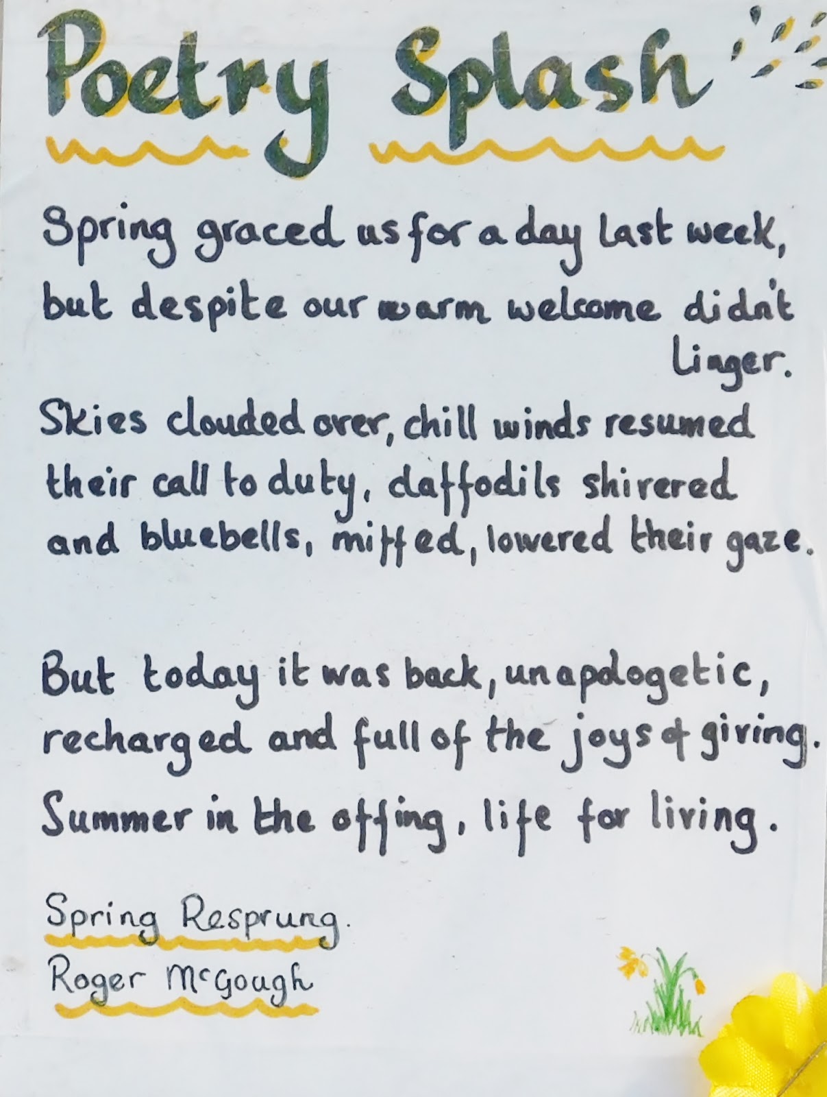 Corfu Blues and Global Views: Poundbury Bus Stop Poem; Spring Resprung