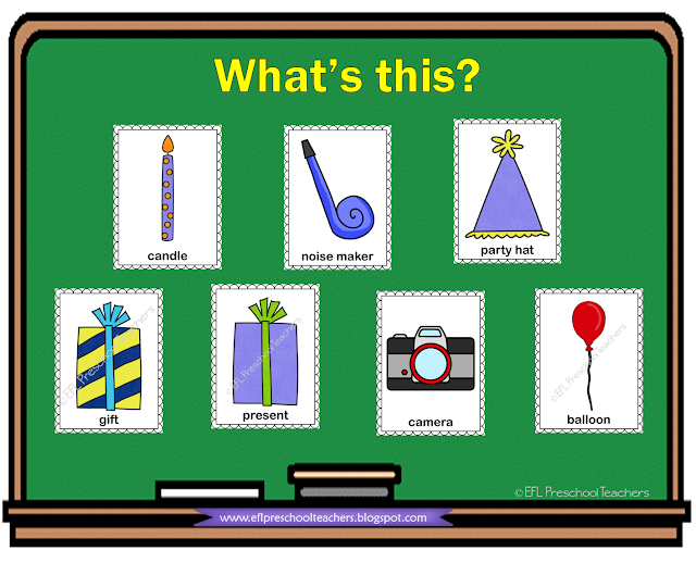 ESL/EFL Preschool Teachers: Birthday Unit Flashcards for ELL