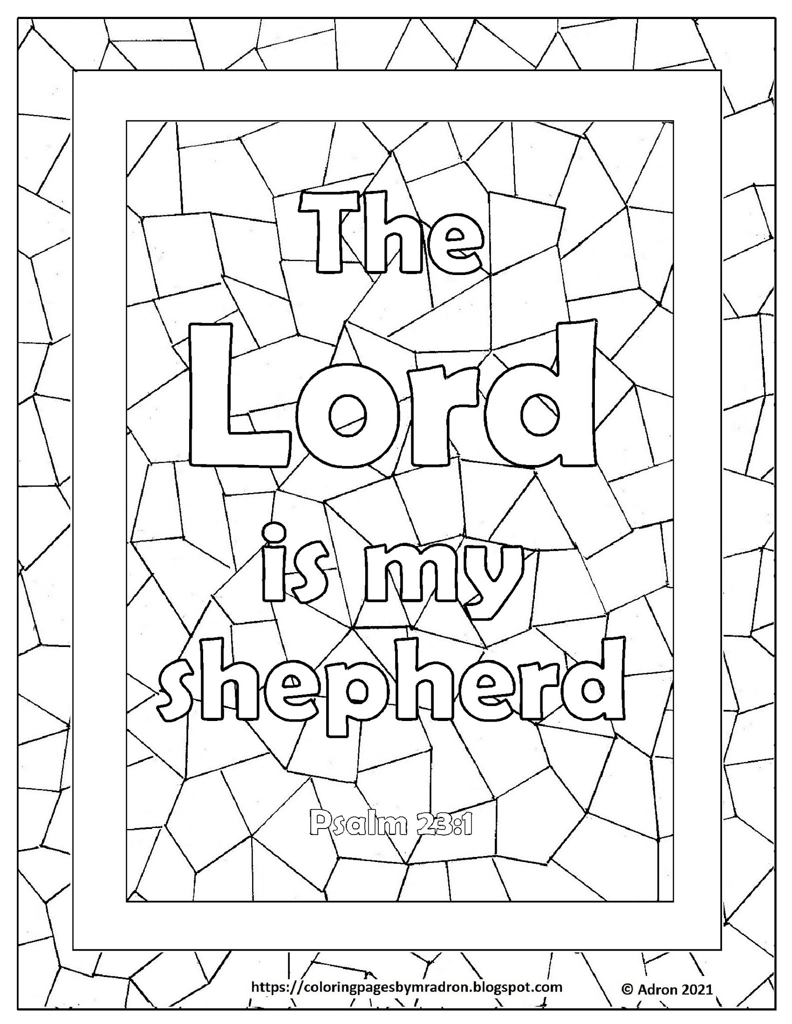 Coloring Pages for Kids by Mr. Adron: Free, Psalm 23:1 Print and Color ...