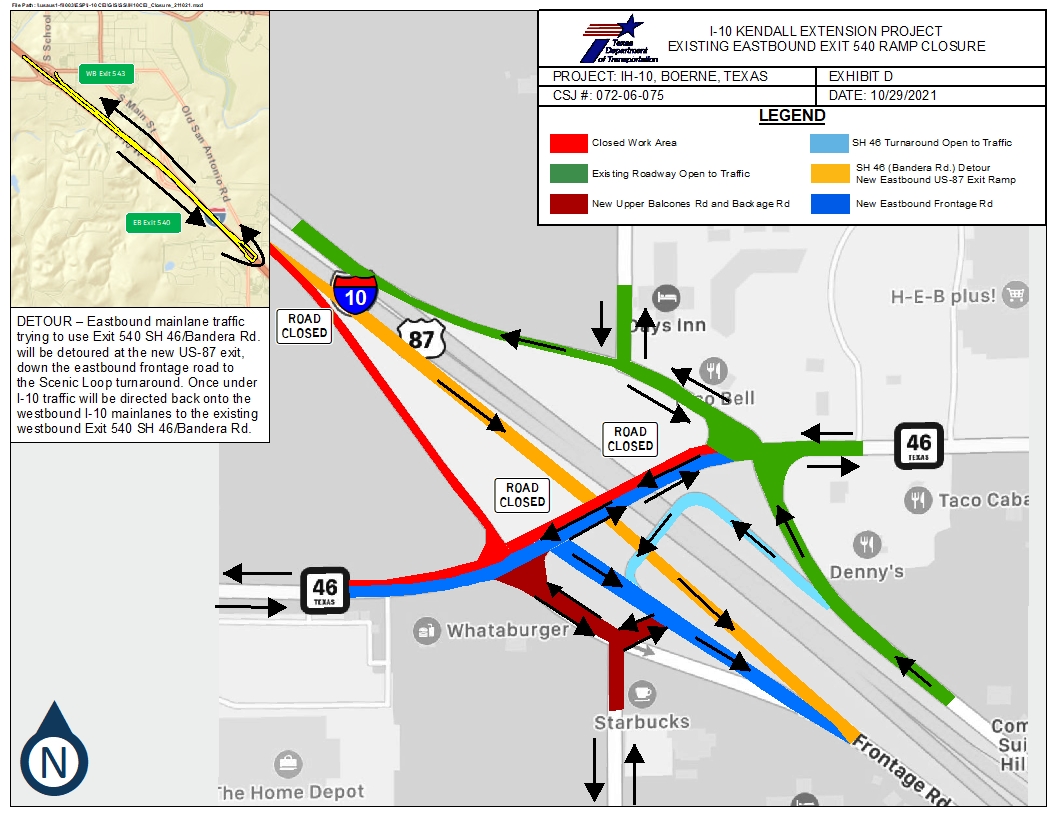 Go Ahead!: Eastbound I-10 Exit 540 to SH 46 Closing for 5 Weeks