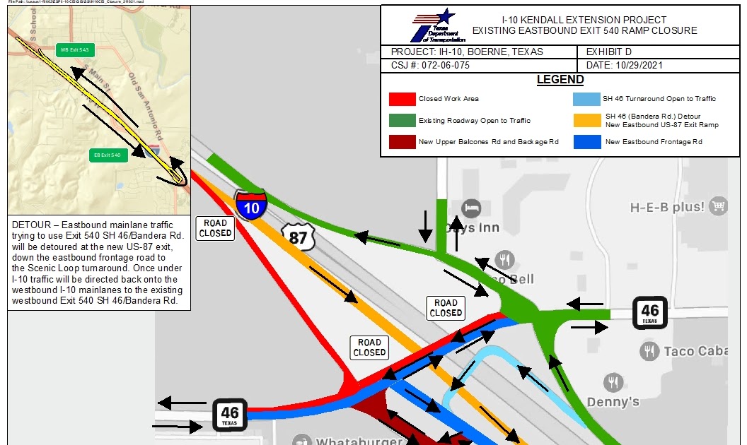 Go Ahead!: Eastbound I-10 Exit 540 to SH 46 Closing for 5 Weeks