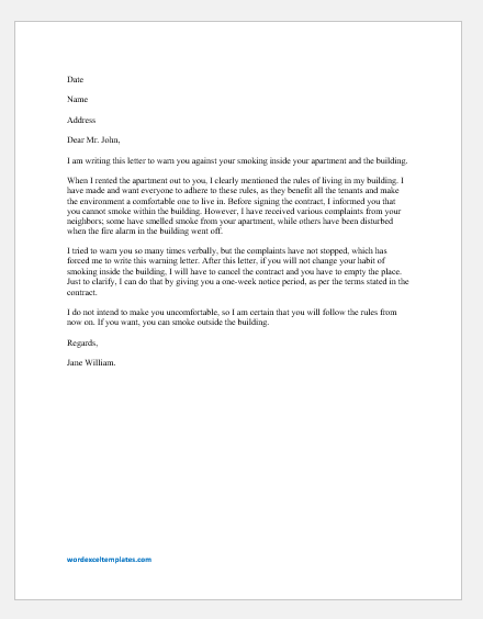 Tenant Warning Letter Template Resume Letter tenant-warning-letter-template-resume-letter