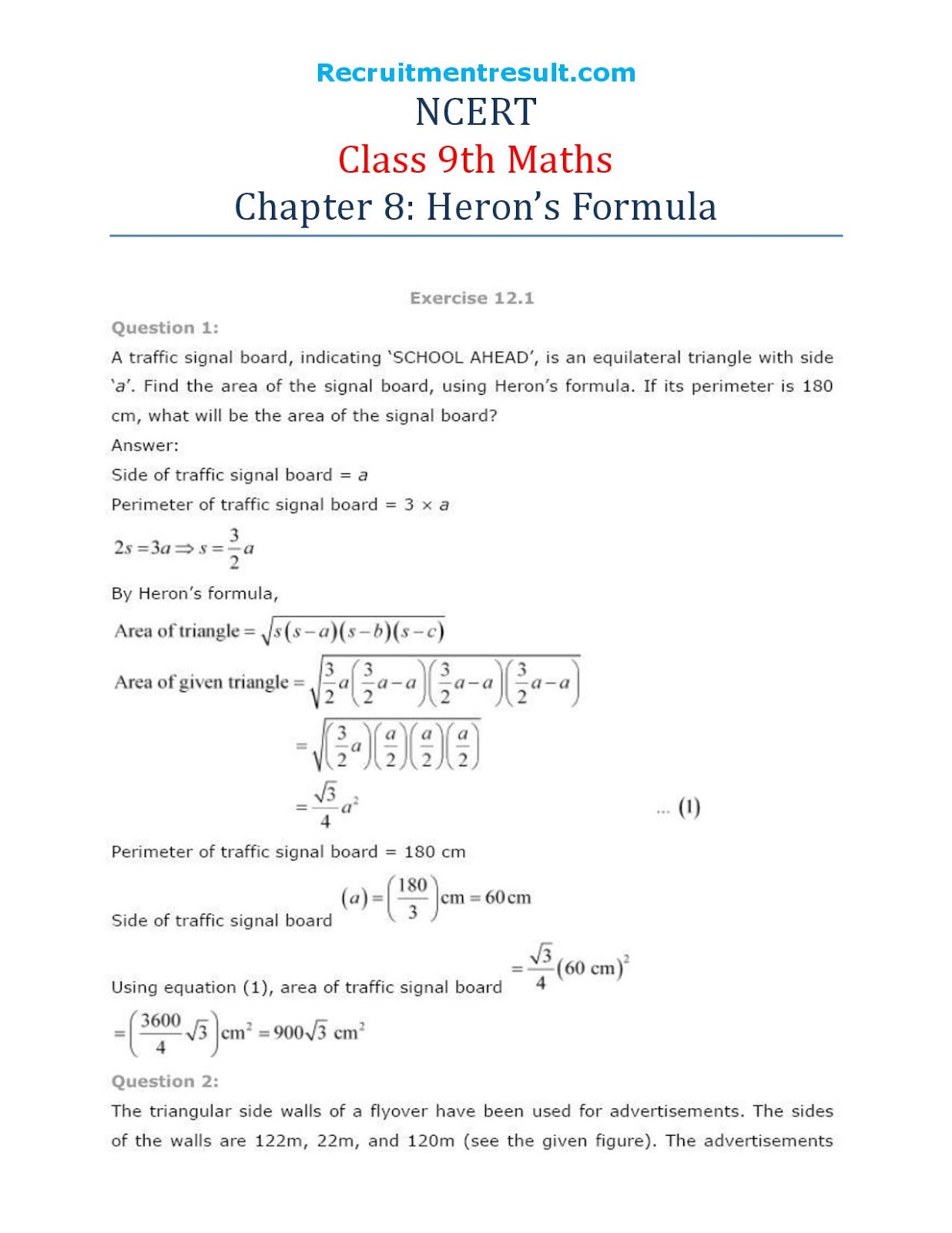 MathS HUB: Chapter 12 Heron's Formula