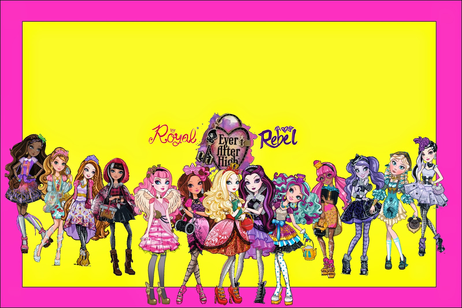 Pink and Yellow Ever After High: Free Printable Invitations. - Oh My ...