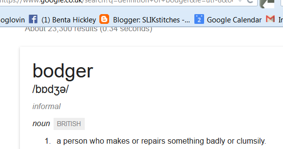 SLIKstitches: Bodger Benta