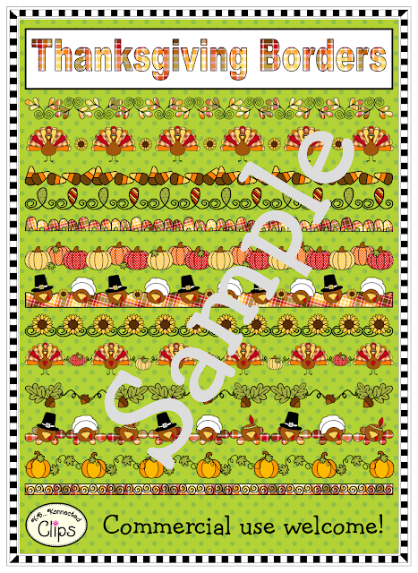 KB...Konnected Clips: Cute Thanksgiving Clip Art, Borders and Freebie!