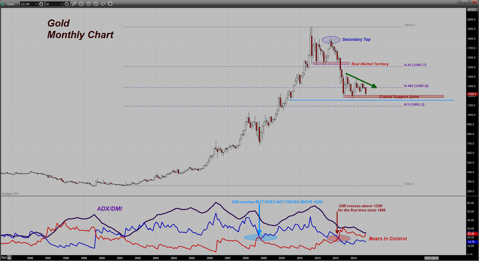 Trader Dan's Market Views: Long Term View of Gold ( Monthly Basis)