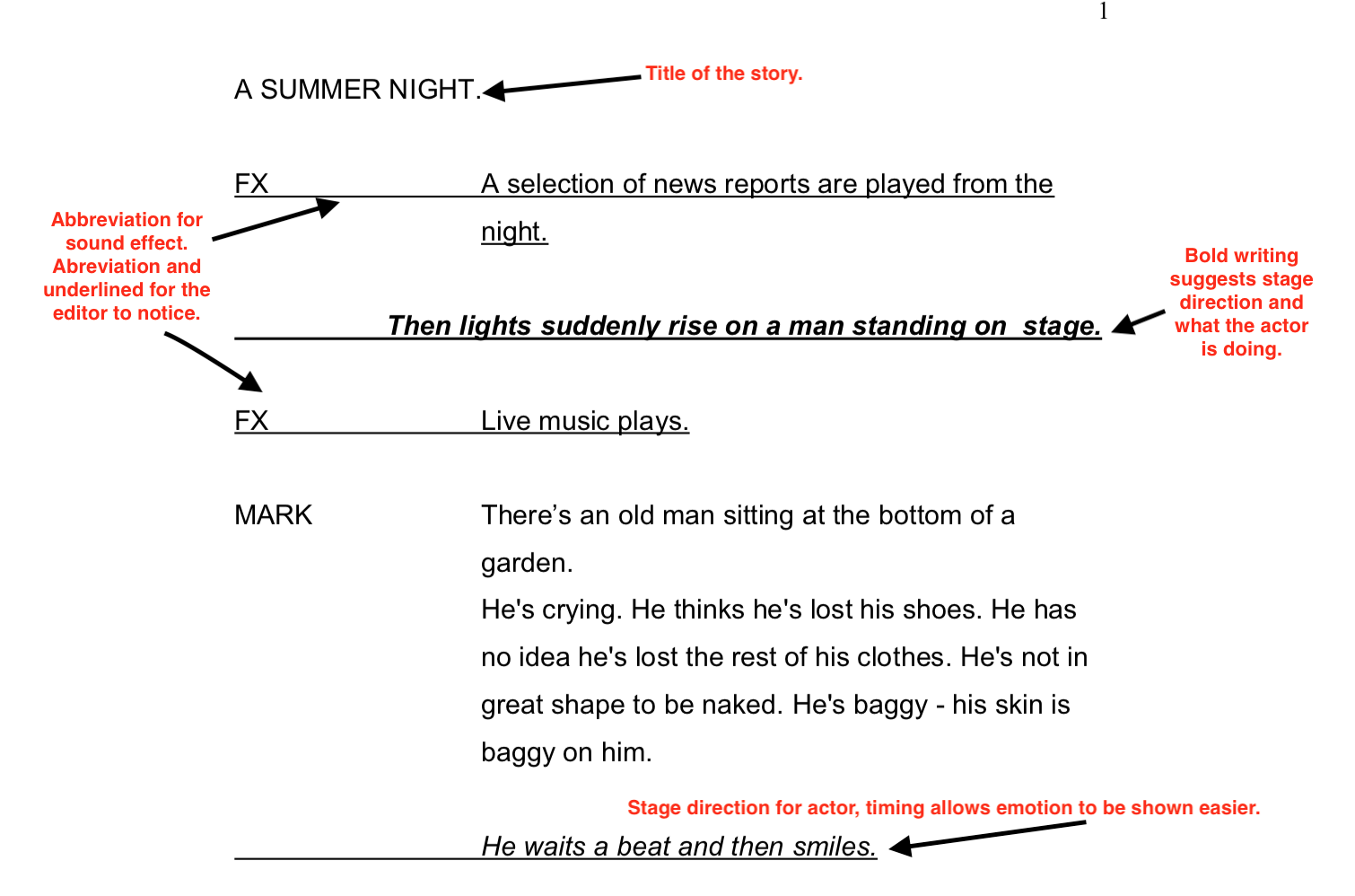 Benjamin Brown (4030): Script writing annotations - P1.