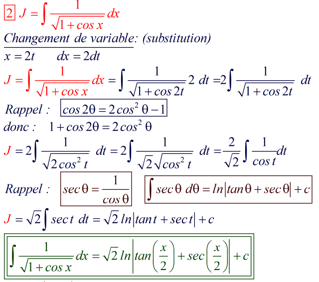 Technique de la substitution et le choix de la variable. primitives ...
