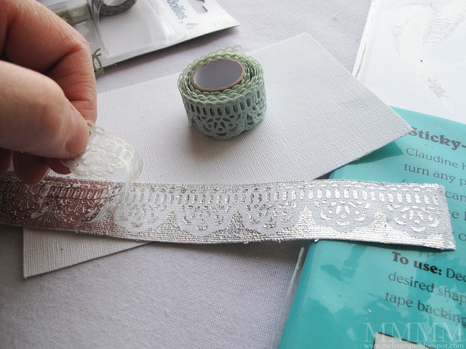 Mel Stampz: new technique? Silver Leaf & Sticky Back Canvas (step by step)